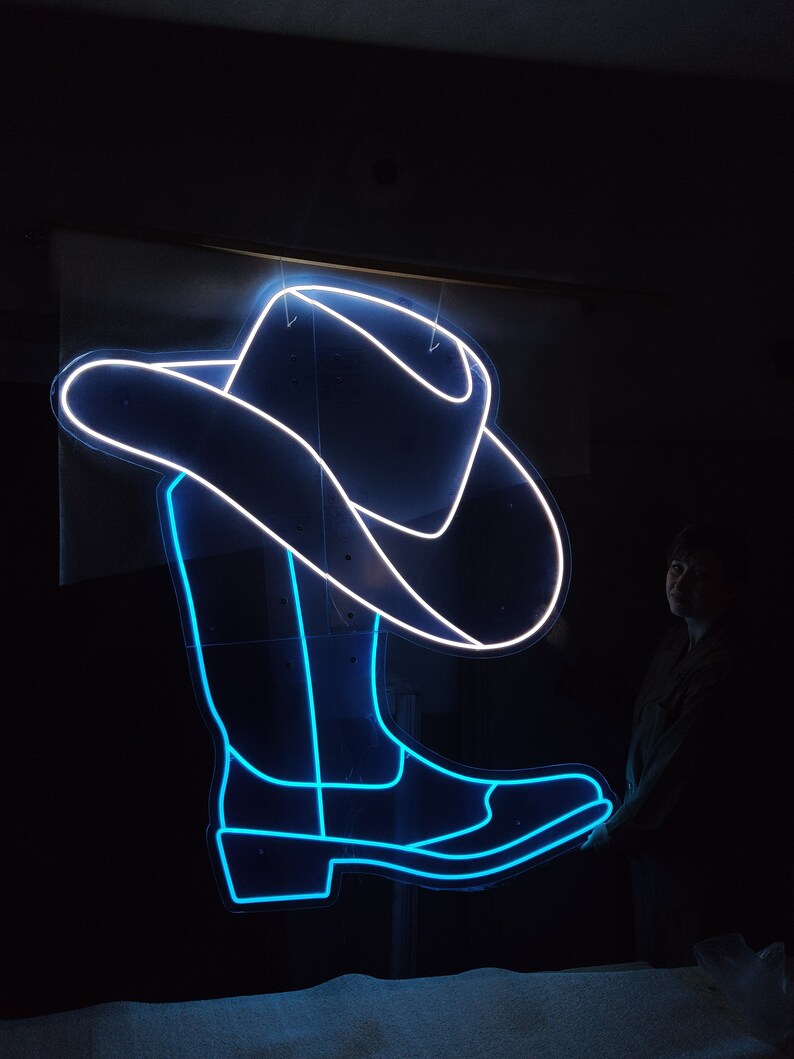 Cowboy Boot Neon Sign, Cowboy Hat Light Sign, Cowboy Shoe Led Neon ...