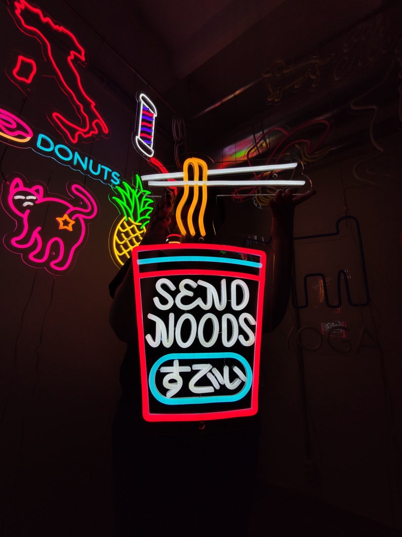 Send Noods Neon Sign, Noodle Neon Sign, Japanese Ramen Led Neon Sign ...