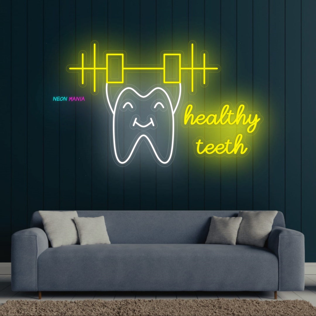Healthy Teeth Neon Sign, Strong Tooth Led Neon, Tooth With Braces Led ...