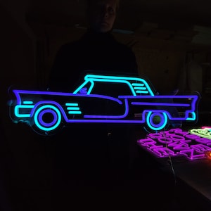 Car Neon Sign, Custom Vintage Led Light up for Bedroom Salon Bar Gym ...