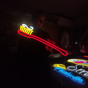 Toothbrush Neon Sign, Teeth Cleaning Led Neon, Dentist Led Light ...