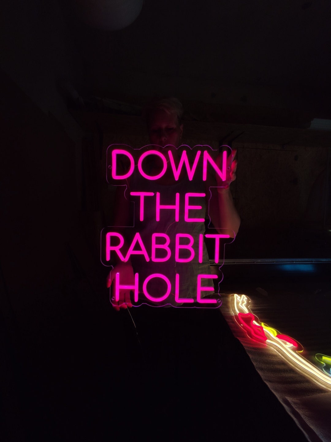 Down the Rabbit Hole Neon Sign, Down the Rabbit Hole Led Light Sign ...