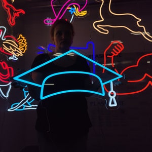 Square Academic Cap Neon Sign, Graduation Cap Sign, Custom Accessory ...