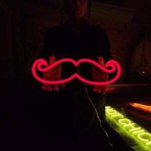 Mustache Neon Sign, Barbershop Led Neon, Barber Salon Led Light, Custom ...