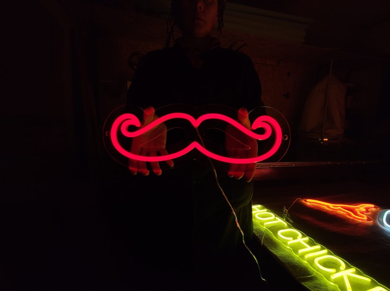 Mustache Neon Sign, Barbershop Led Neon, Barber Salon Led Light, Custom ...