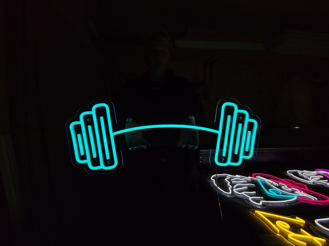 Dumbbell Neon Sign, Barbell Led Neon, Sport Led Light, Custom Led Sign ...