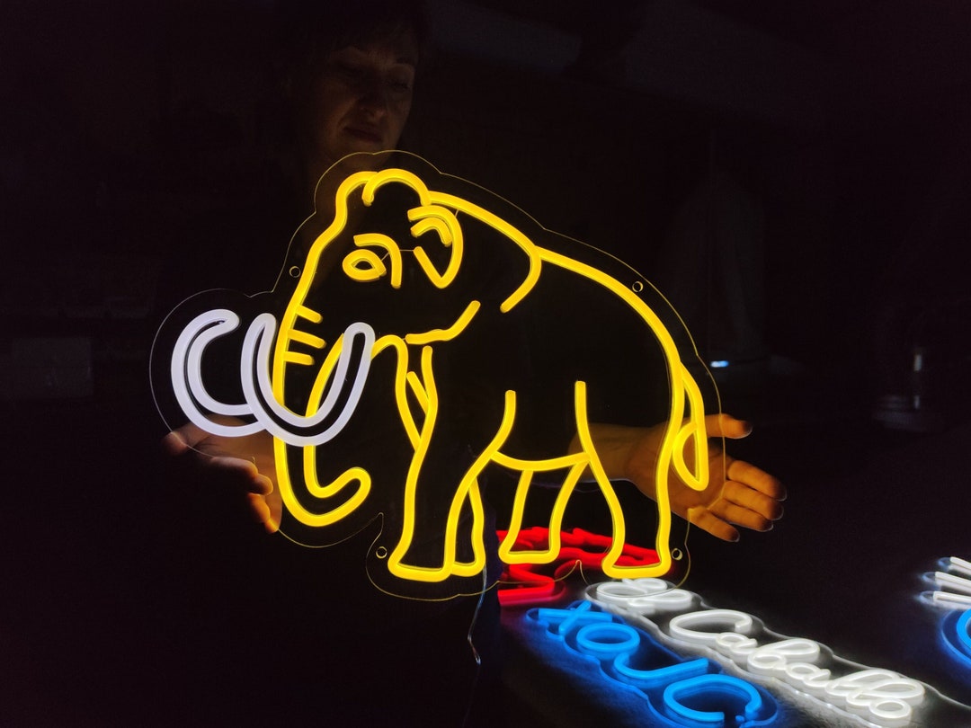 Mammoth Neon Sign, Animal Light Sign, Zoo Animal Led Neon, Circus Decor ...