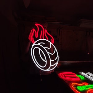 Car Wheel Neon Sign, Tire Led Sign, Tire Service Light Sign, Car ...