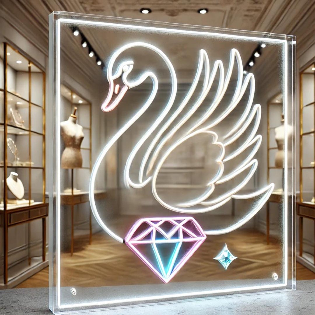 Custom Jewelry Store Neon Sign. Gemstone, Swan With Gemstone, Bespoke ...