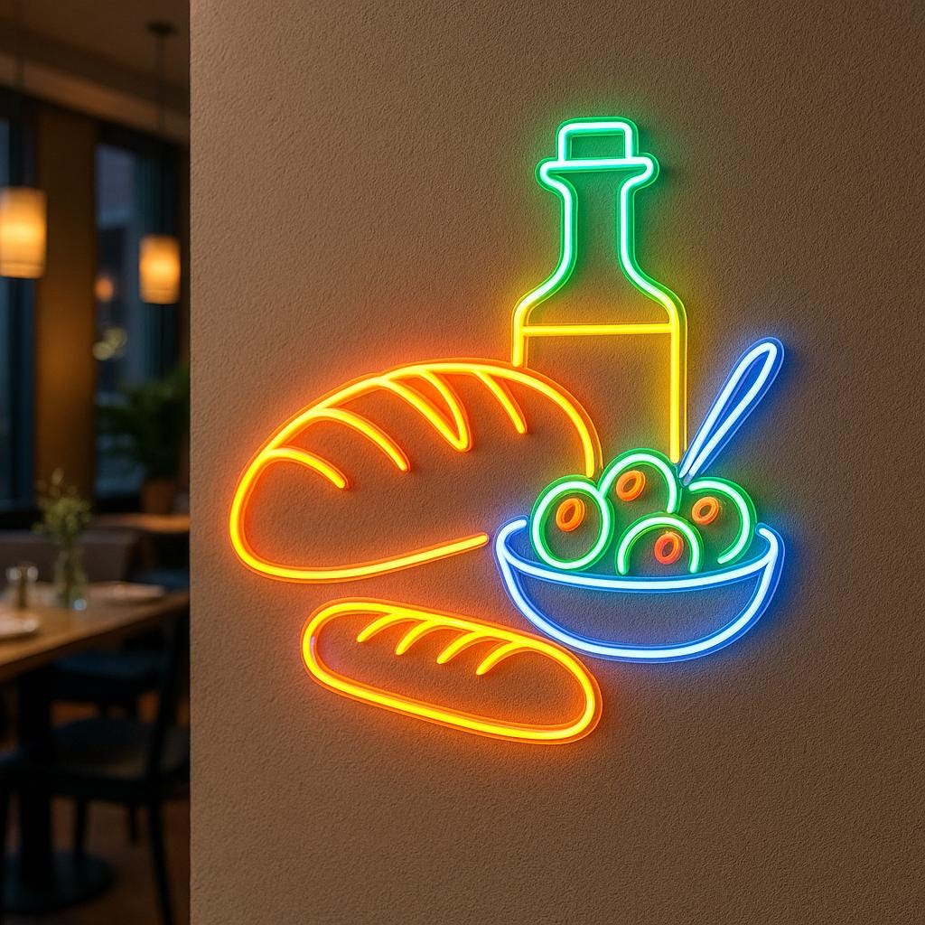 Olive Oil Bread Neon Sign. LED Olive Bread Decor. Traditional Italian ...