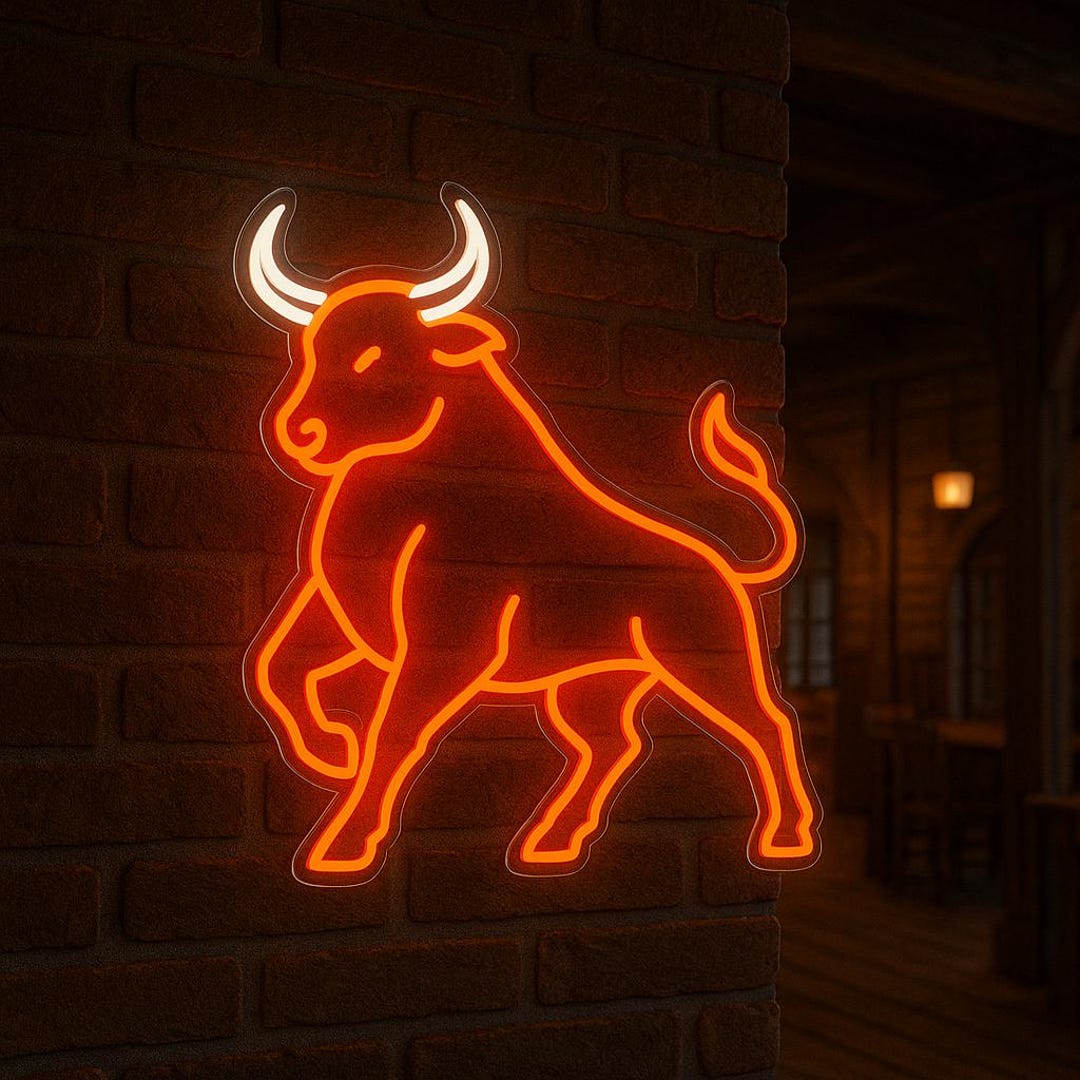 Bull Neon Sign. LED Western Decor. Wild West Led Sign. Bullfight Neon ...