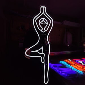 Yoga Girl Neon Sign, Yoga Tree Pose Led Light, Meditation Led Neon ...