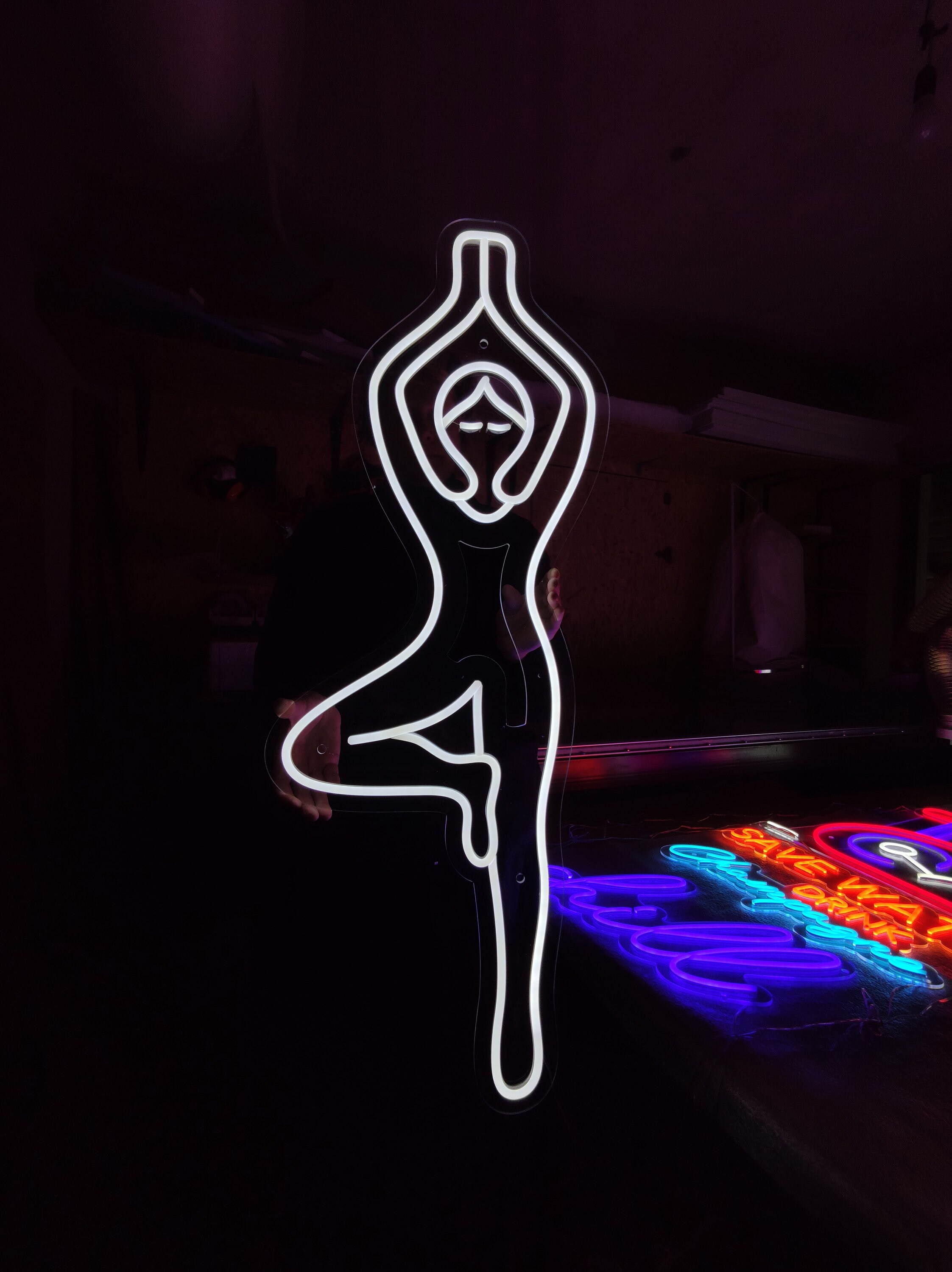 Yoga Girl Neon Sign, Yoga Tree Pose Led Light, Meditation Led Neon ...