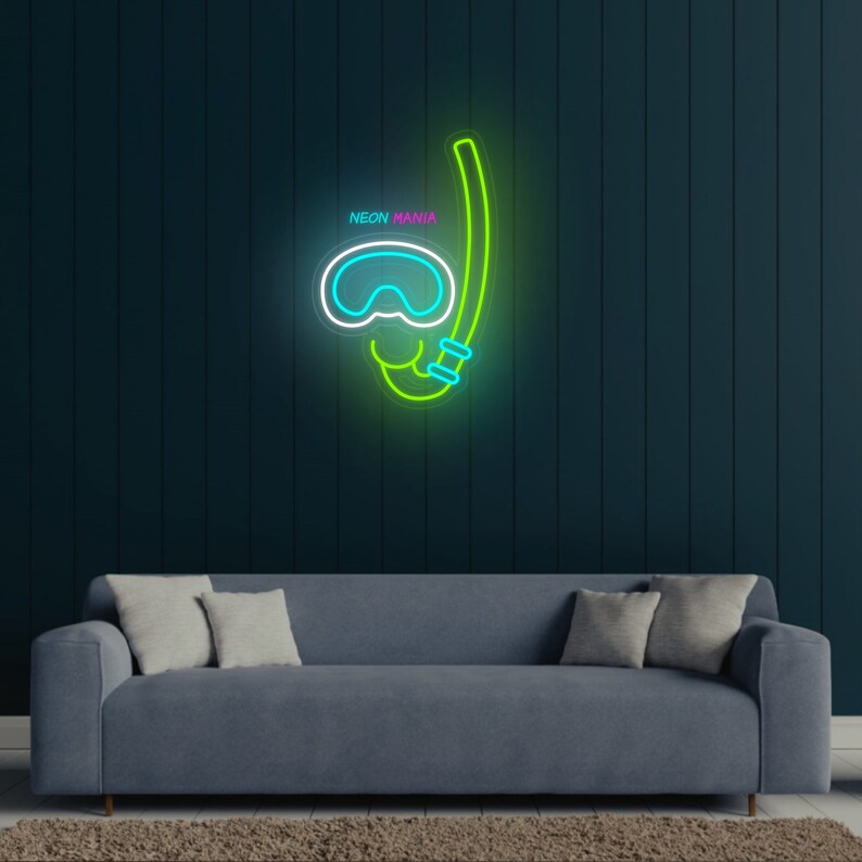 Scuba Diving Neon Sign: the Perfect Sign for Dive Shops. Scuba Mask Led ...