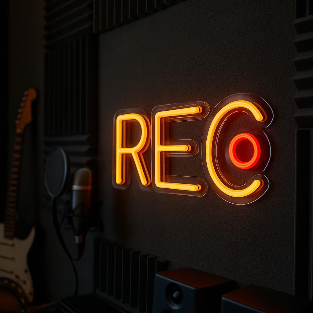 Music Studio Neon Sign. Recording in Progress, Sound On, Microphone ...