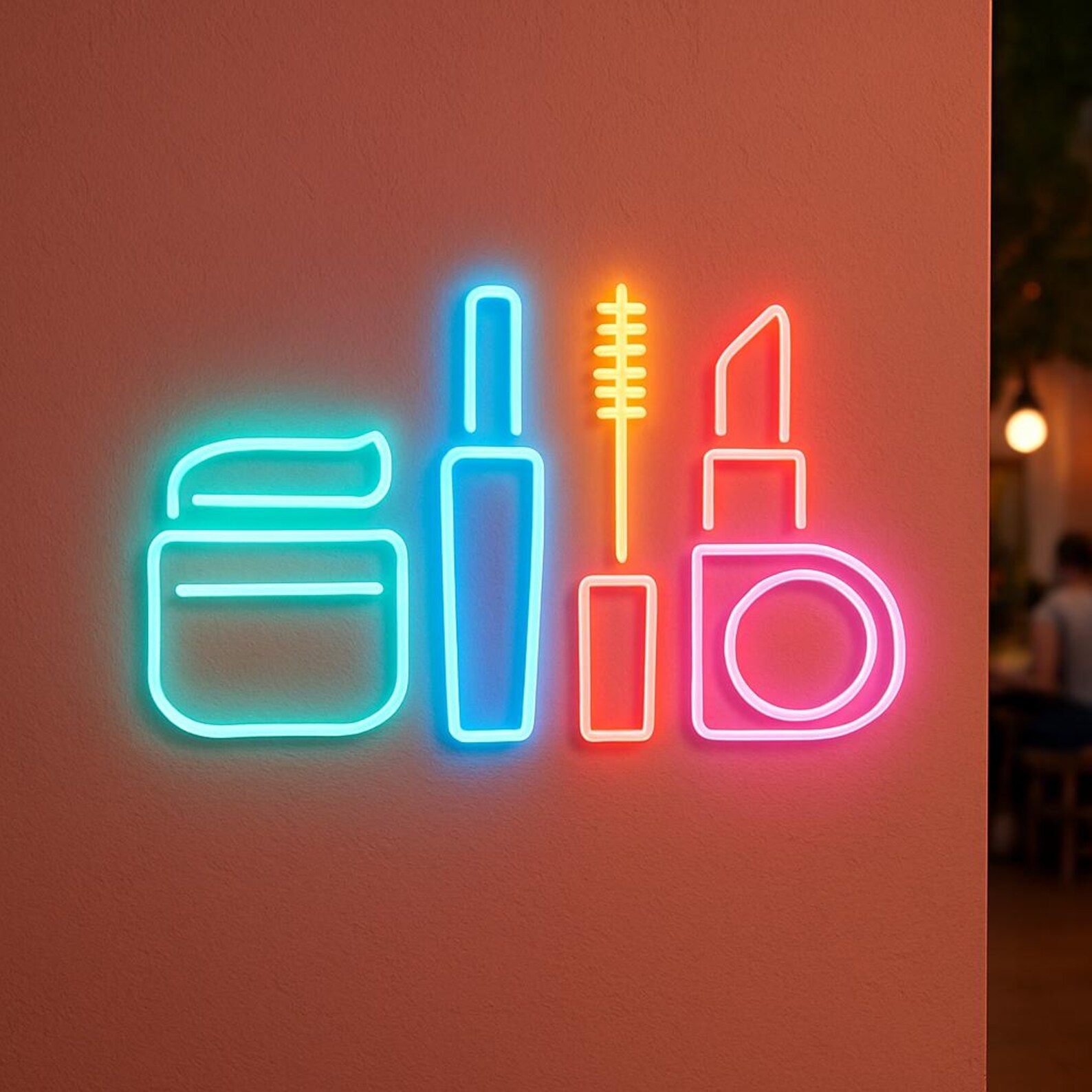 Cosmetology Salons Neon Sign. Wellness Centers Light. Girl With Flower ...