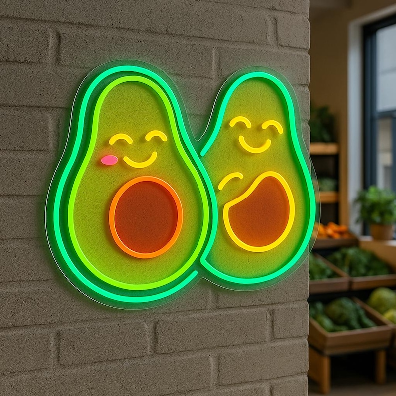 Avocado Neon Sign. Vegetable and Fruit Store LED Decor. Restaurant Neon ...