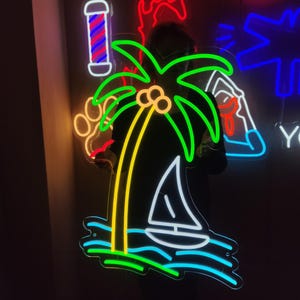 Island Neon Sign, Desert Island Led Light, Palm Tree Led Sign, Boat ...