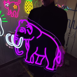 Mammoth Neon Sign, Animal Light Sign, Zoo Animal Led Neon, Circus Decor ...