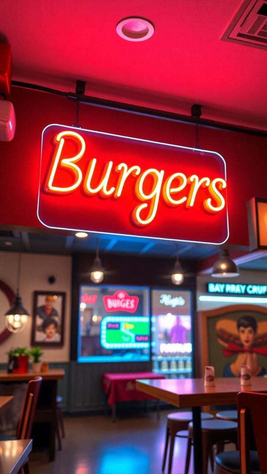 Burgers Neon Sign - Fast Food Led Wall Decor - Etsy