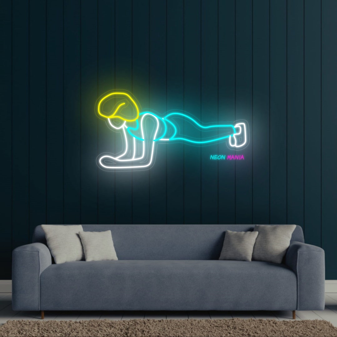 Pilates Neon Sign, Girl in Plank Neon Led Sign, Yoga Girl Neon Sign ...