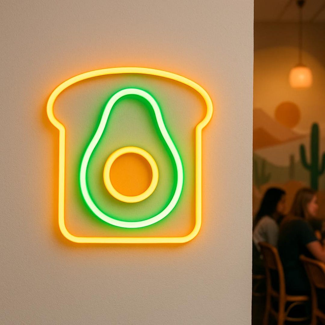 Avocado Toast Neon Sign. Vegan Restaurant Light. Healthy Eating Led ...