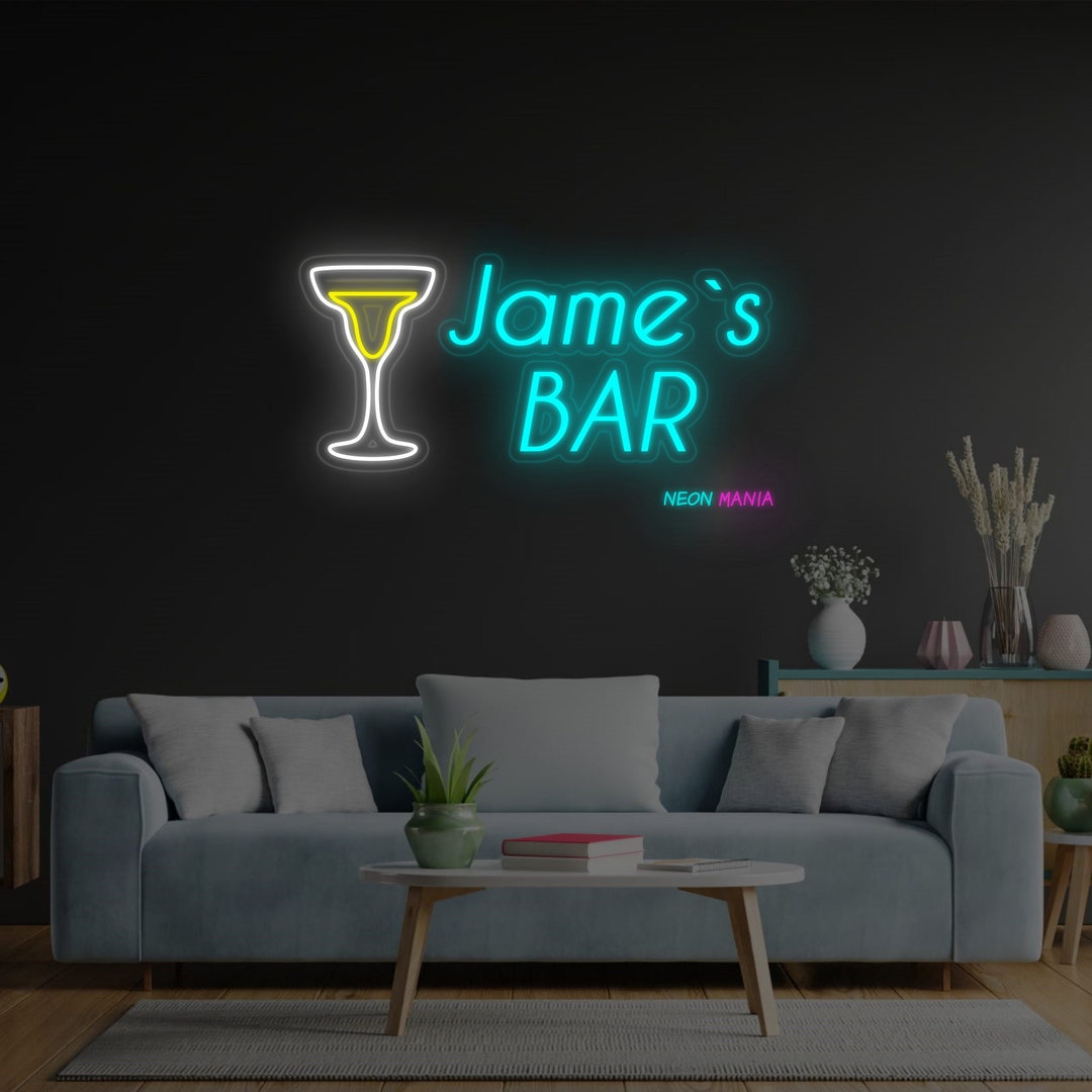 Personalised Bar Neon Sign: Light up Your Bar. Custom Bar Led Sign ...