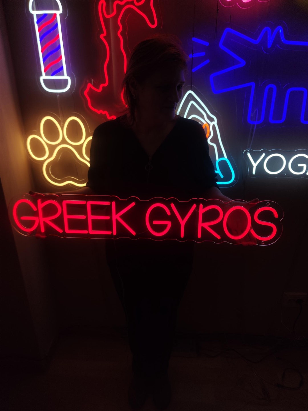 Greek Gyros Neon Sign. Greek Meat Dish Led Light. Custom Food Neon ...