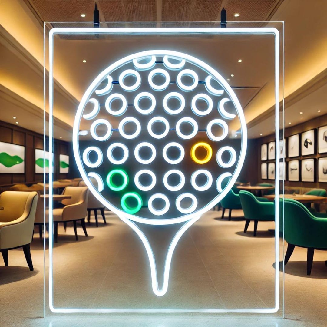 Custom Neon Golf Sign. Golf Ball, Hole With Flag, Golf Club, Flying ...