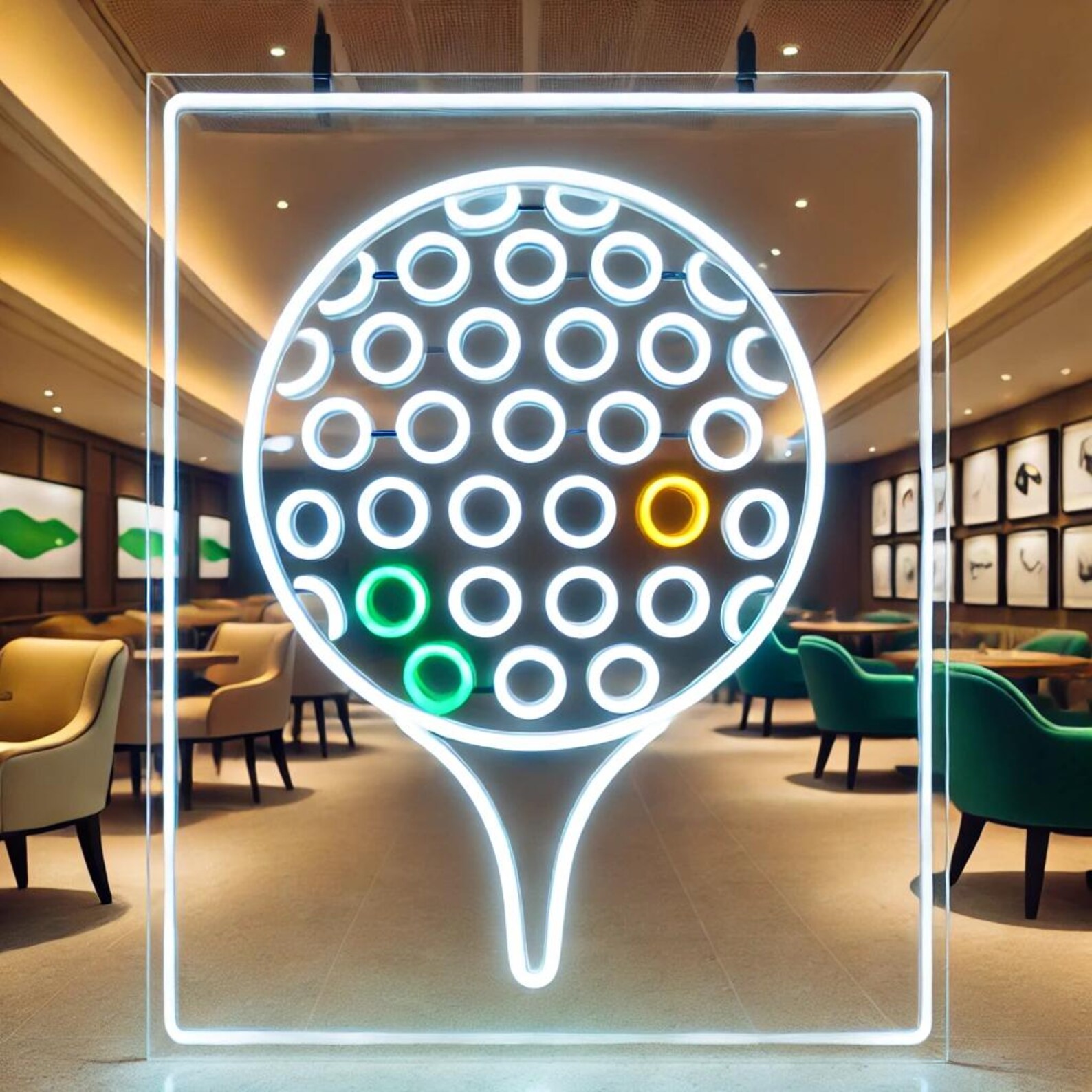 Custom Neon Golf Sign. Golf Ball, Hole With Flag, Golf Club, Flying ...