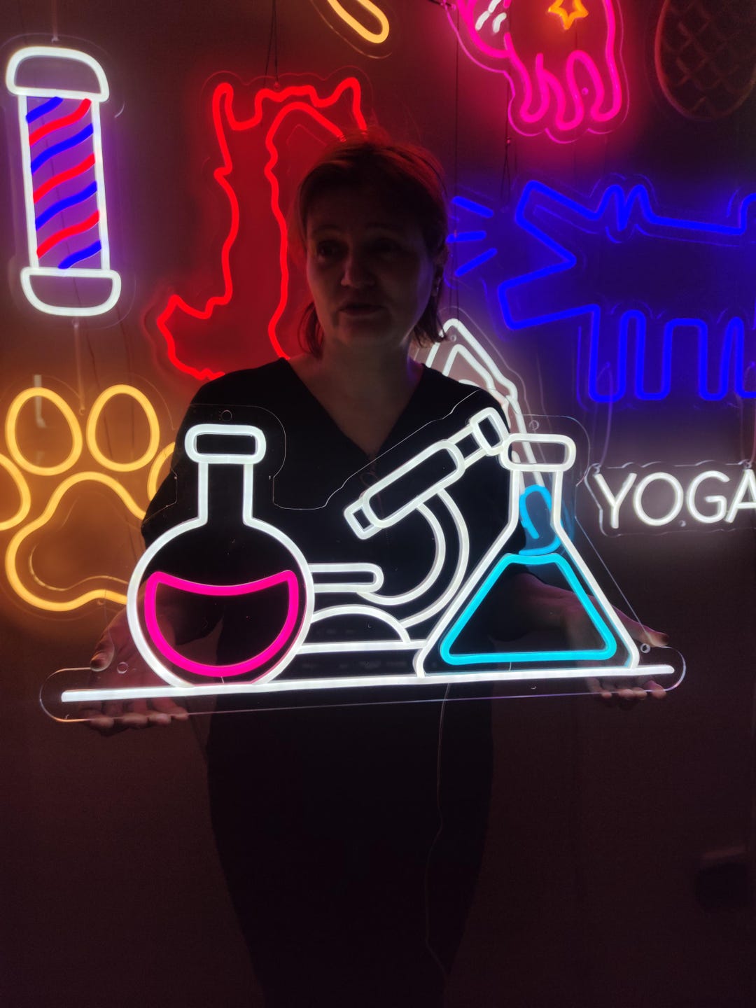 Science Laboratory Neon Sign. Medical Lab LED Decor. Neon Microscope ...