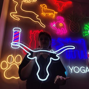 Longhorn Bull Neon Sign, Bull Head Led Neon, Longhorn Head Skull Light ...