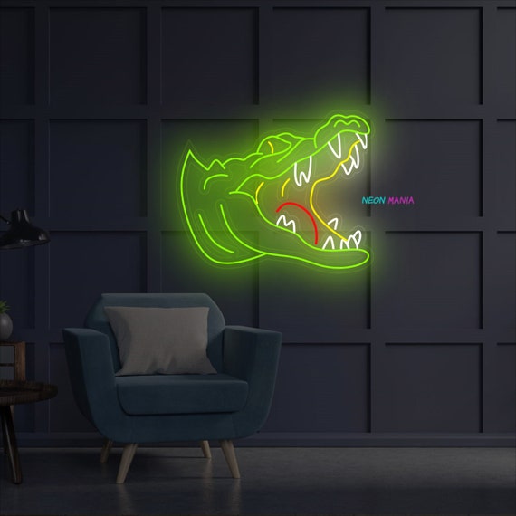 Crocodile Neon Sign Alligator Led Neon Light Croc Led Light | Etsy