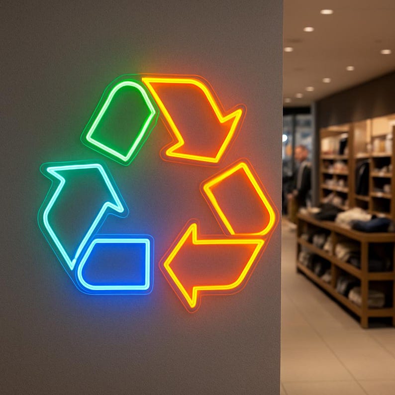 Recycling Sign Neon Sign. LED Eco Shop Decor. Sorting Stations Neon ...
