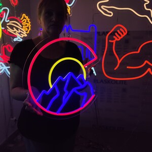 Colorado Neon Sign, Colorado Mountains Led Neon, State of USA Wall ...