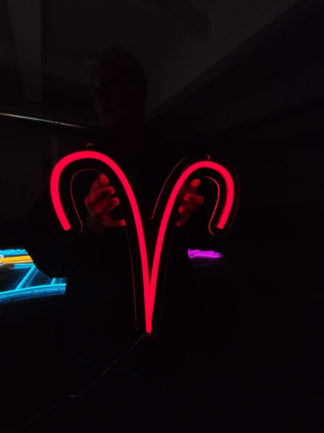 Aries Zodiac Symbol Neon Sign, Zodiac Sign Led Light, the Ram Neon ...