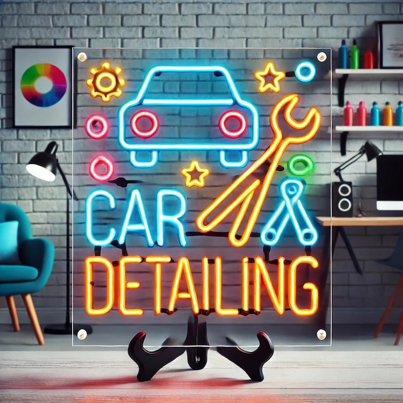 Car Repair Studio Neon Sign. Car Wash Light Sign. Car Detailing, Garage ...