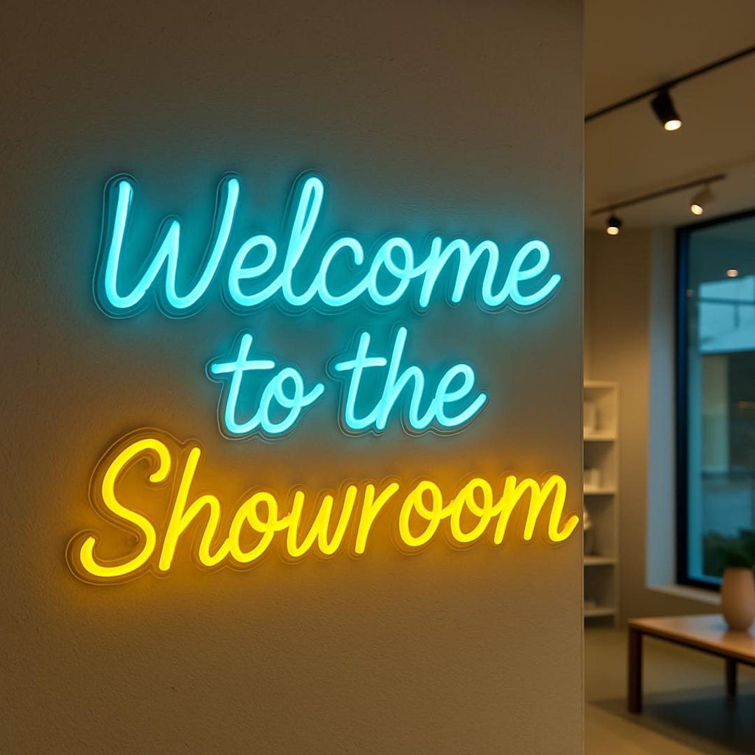 Custom Showroom Neon Sign. Look Here, Yes You Need This, Shiny Things ...