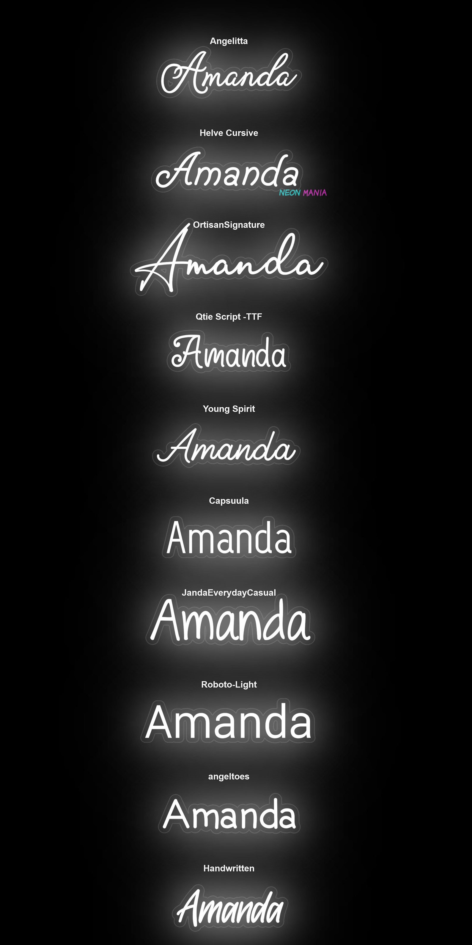 Amanda Name Neon Sign Amanda Led Neon Sign Custom Name Neon - Etsy