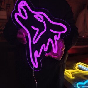 Wolf Neon Sign, Wolf Head Lights, Wild Animal Led Sign, Howling Wolf ...