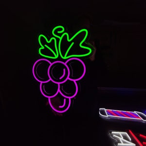 Grapes Neon Sign, Bunch of Grapes Led Light for Kitchen Decor, Custom ...