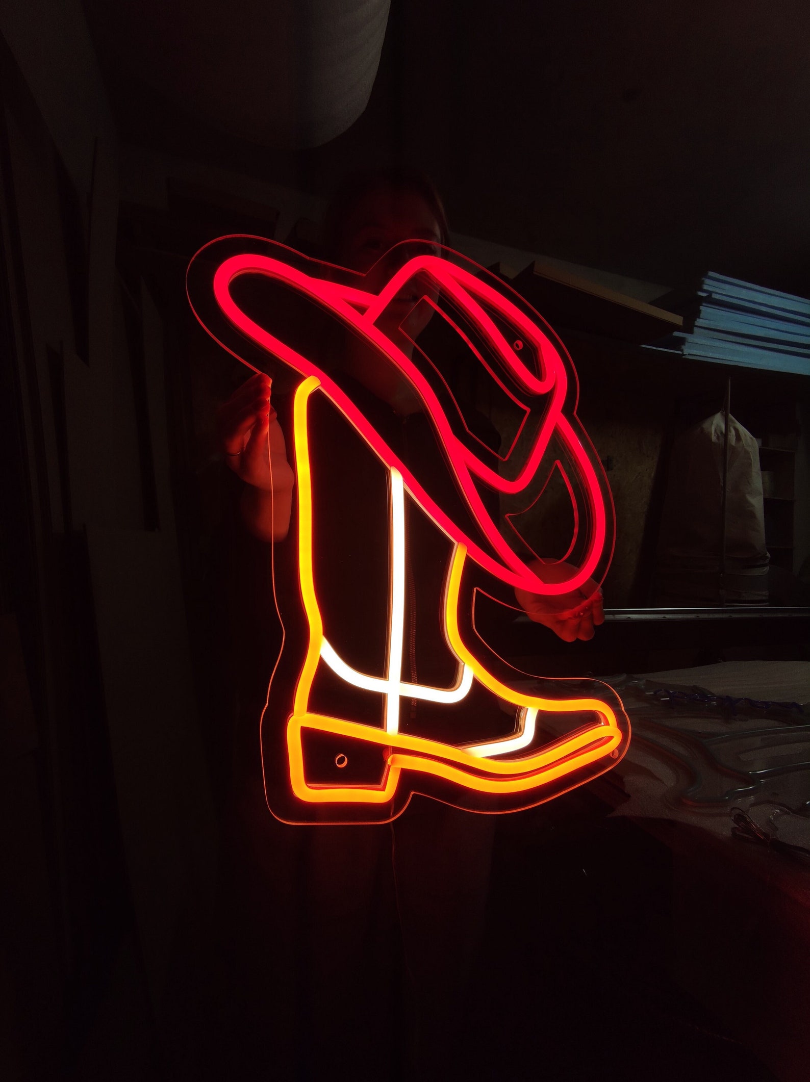 Cowboy Boot Neon Sign, Cowboy Hat Light Sign, Cowboy Shoe Led Neon ...