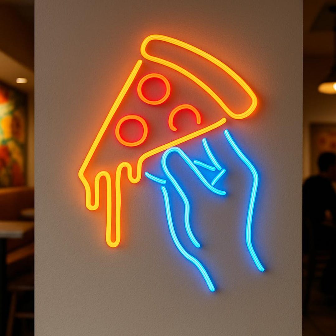 Pizza Neon Sign. Pizzeria Light. Restaurant Led Sign. Gift Idea Chef ...