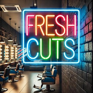 Custom Barbershop LED Neon Sign. Shave and Haircut, Gentlemen’s Club ...