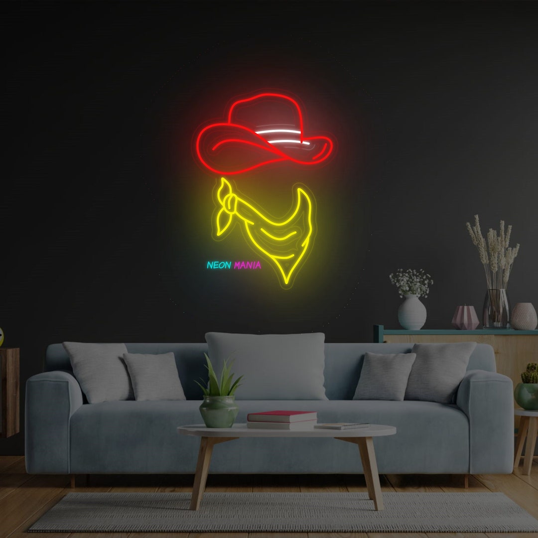Cowboy Hat Neon Sign, Cowboy Bandana Led Neon, Cowboy Neon Light, Rodeo ...