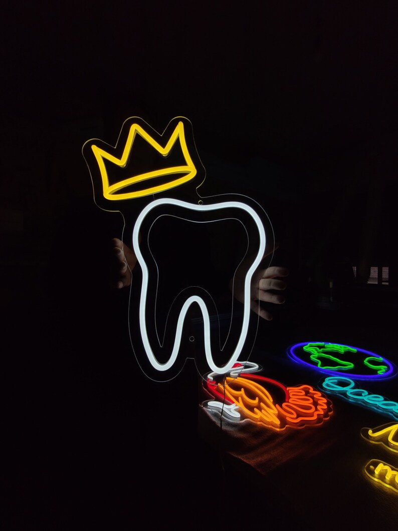 Tooth Neon Sign Tooth With a Crown Led Neon Medicine Led - Etsy