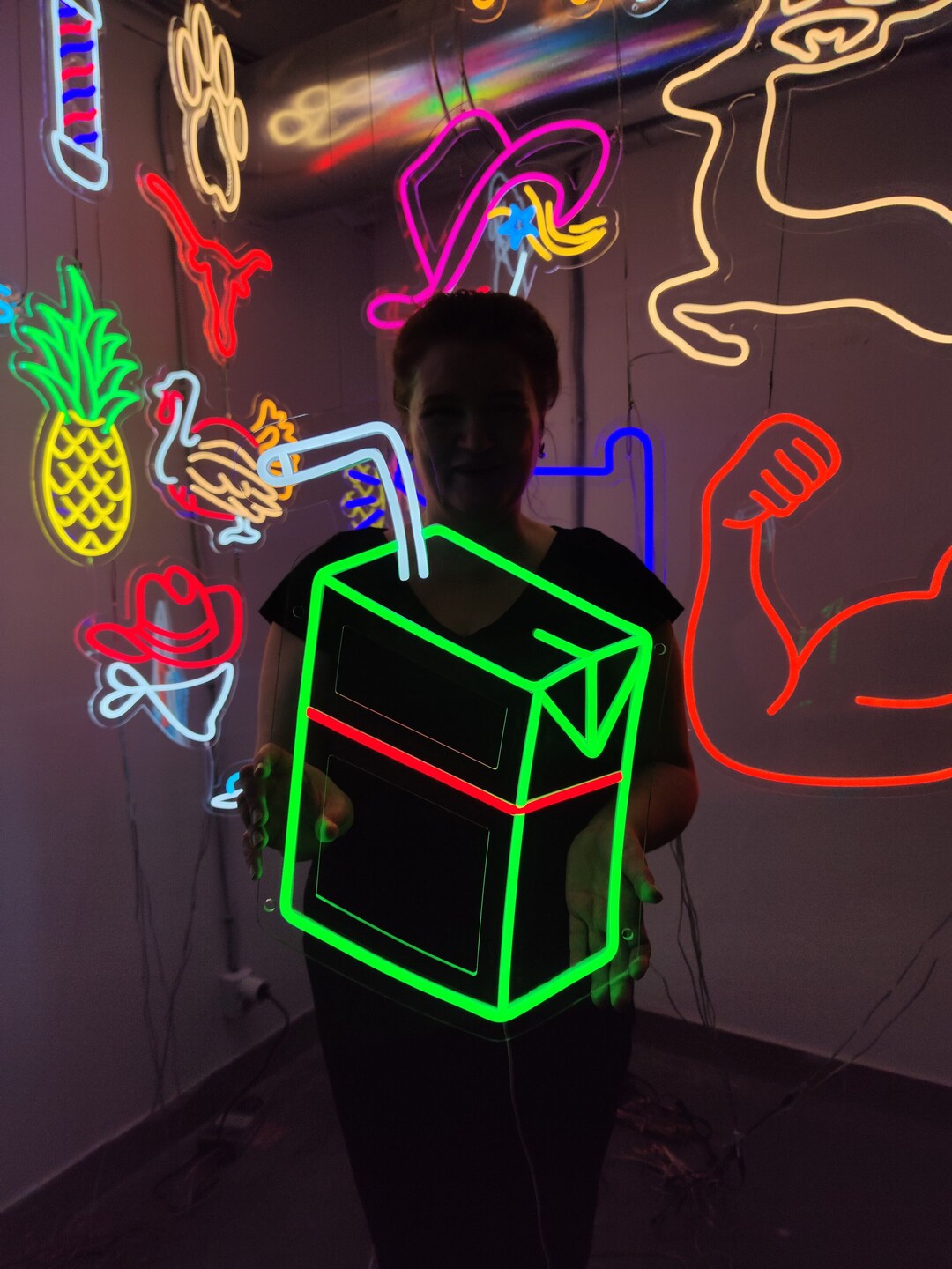 Juice Neon Sign, Juice Carton Led Sign, Cardboard Box Led Light, Juice ...