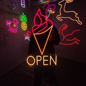 Ice Cream Neon Sign, OPEN Led Sign, Ice Cream Shop Led Neon, Gelato Led ...