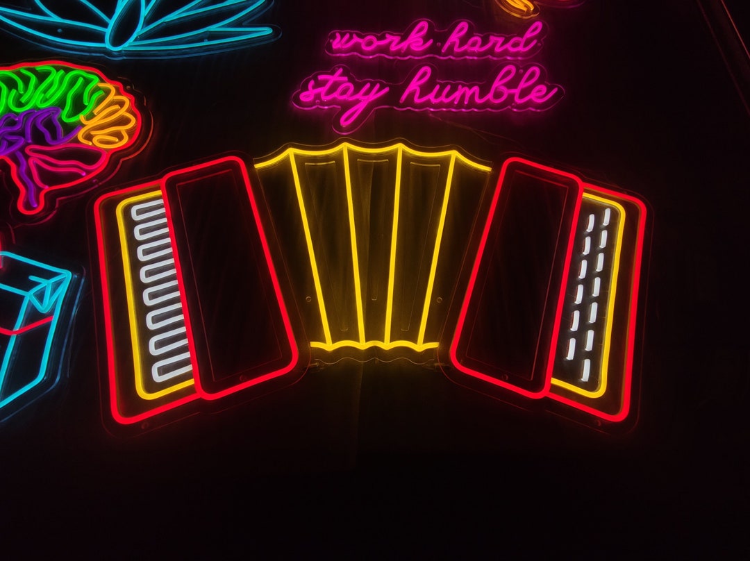 Accordion Neon Sign, Keyboard Instrument Led Light, Music Teacher Gift ...