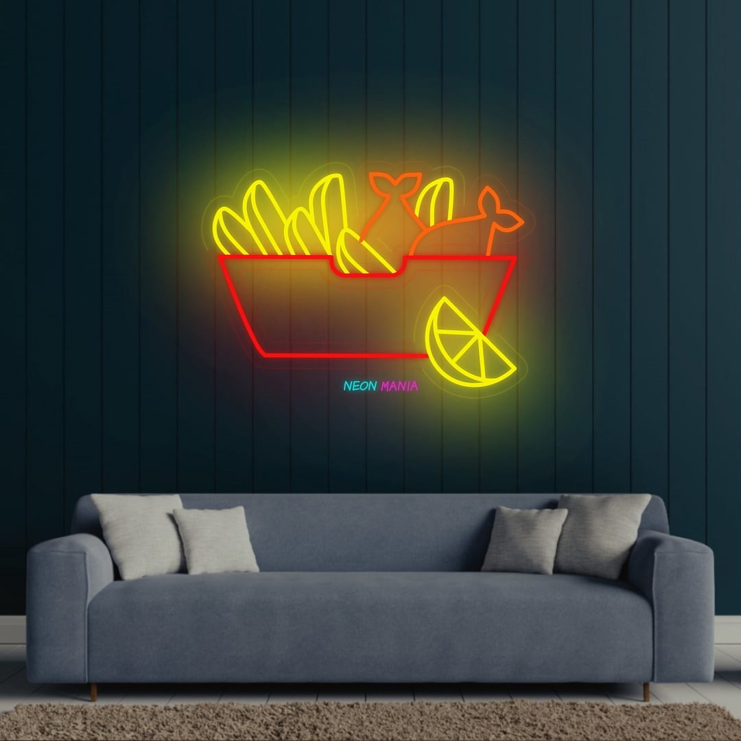 Fish and Chips Neon Sign, British Fish and Chips Led Sign, Fish Supper ...